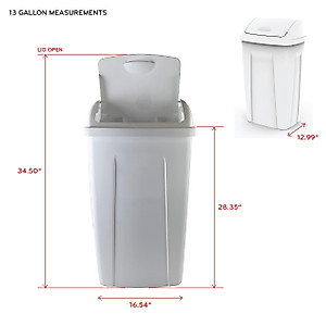 13 Gallon Trash Can, Plastic Swing Top Kitchen Garbage Trash Can, Black