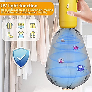 Mini Portable Clothes Dryer 110V Multifunctional Small Dryer with Big Clothes Bags and Warm Shoe Expansion Tube for Home Apartments Dormitory Travel