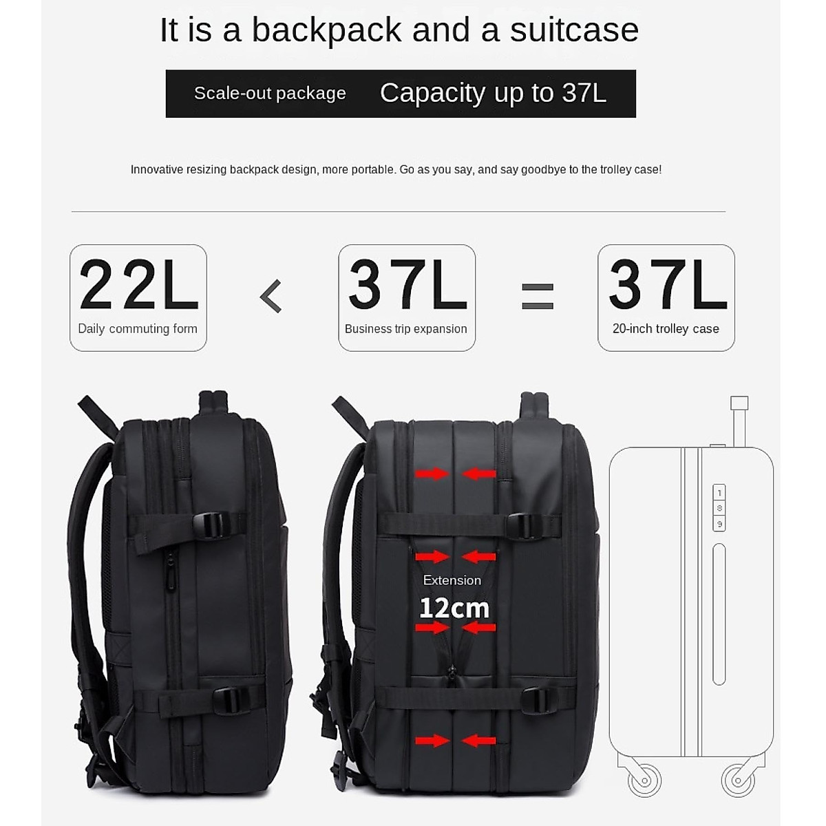 Travel Laptop Backpack, USB Charging Interface Travel Laptop Backpack, 35L Expandable Oversized Business Backpack, Universal Laptop Travel Backpack for Men and Women largesize grizzly