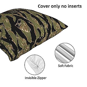 WURTON Tiger Stripe Camo Print Throw Pillow Covers, Soft Square Cushion Case,for Sofa, Couch,Bed Chair-18 X 18 Inch
