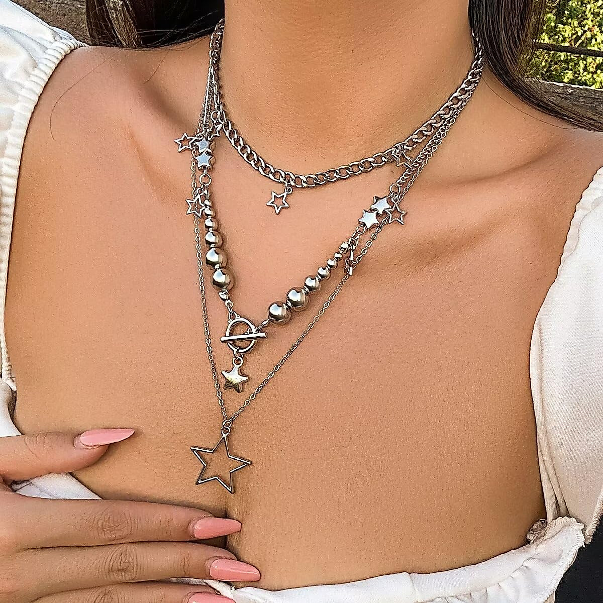 Todu Y2k Star Necklace Gothic Tassel Star Necklace Set Grunge Aesthetic Accessories Halloween Christmas New Year Jewelry Gift For Women