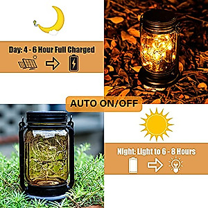 2 Pack Morestar Mason Jar Solar Lights with 30 LEDs,Garden Solar Lights Outdoor Decorative,Gardening Gifts for Mom Grandmom Lawn Pathway Yard Patio Decorations