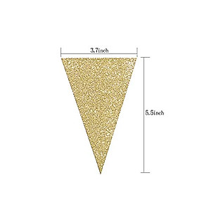 Gold Black Triangle Banner Decorations Bunting Signs for Graduation Flags Decoration Birthday Gatsby Party Nursery Classroom Anniversary Decor Golden New Year Supplies 15pcs 10 Feet (Golden Black Striped)