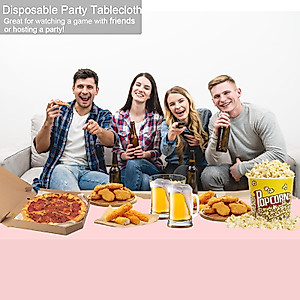 JCTHKUKU 4 Pack Light Pink Tablecloth Disposable Baby Pink Table Covers 54" x 108" Pink Pastel Table Cloths for Parties Bridal Shower Engagement Wedding Birthday BBQ Picnic Indoors & Outdoors Party