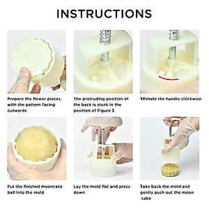 AIKEFOO Chinese Traditional Mid-Autumn Mooncake Mold，Biscuit Stamping Machine，18 pcs 100g/125g Different Round And Square Flower Pattern For 2 Sets.