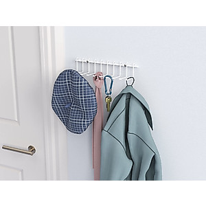 ClosetMaid Hanging Rack for Ties, Belts, Scarves, Jewelry, 10 Hooks, Attaches to Wire Shelving or Wall Mount, Durable Steel, White