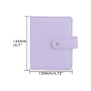 Purple A7 PU Budget Binder, 6 Ring Leather Binder Cover Money Organizer Loose Leaf Refillable Memo Folder Personal Notebook Binder Planner with Snap Closure for Budgeting
