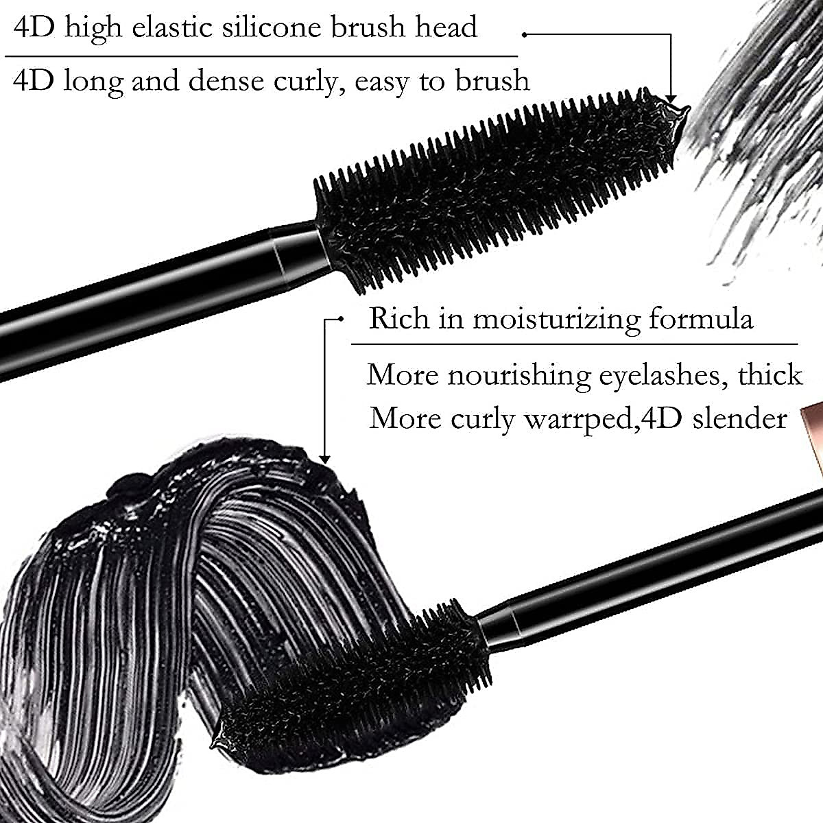 Venicare 4D Silk Fiber Lash Mascara, Lengthening and Thick, Volume, Long Lasting, Smudge-Proof, All Day Full, Long, Thick, Smudge-Proof Eyelashes 2 Pack