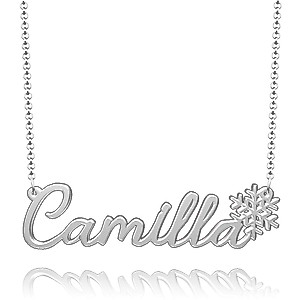 CLY Jewelry Camilla Name Necklace Personalized Silver Snowflake Pendant Custom Customized Ideal Gift for Women