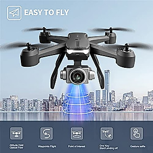DRONEEYE 4DV14 Drone with Camera for Adults 1080P,FPV HD Live Video RC Quadcopter for Kids Beginners Toys,Altitude Hold,Gravity Sensor,Trajectory Flight,3D Flip,Gesture Control, Voice Control,2 Batterys