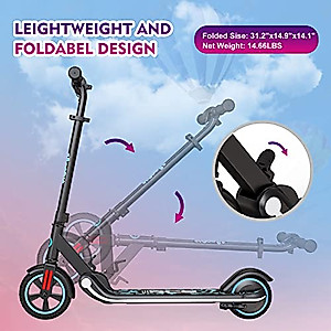 RCB Electric Scooter for Kids Ages 6-8-12, Electric KickScooter with 200W Motor & LED Display, Adjustable Speed and Height - E-Scooters Up to 9.3 MPH & 5 Miles, Boys and Girls, with NewColorful Lights