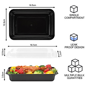 Moretoes 50 Pack Take Out Containers with Lids, Meal Prep Containers Reusable 16Oz, Disposable Food Containers with Lids, Microwave Freezer Dishwasher Safe