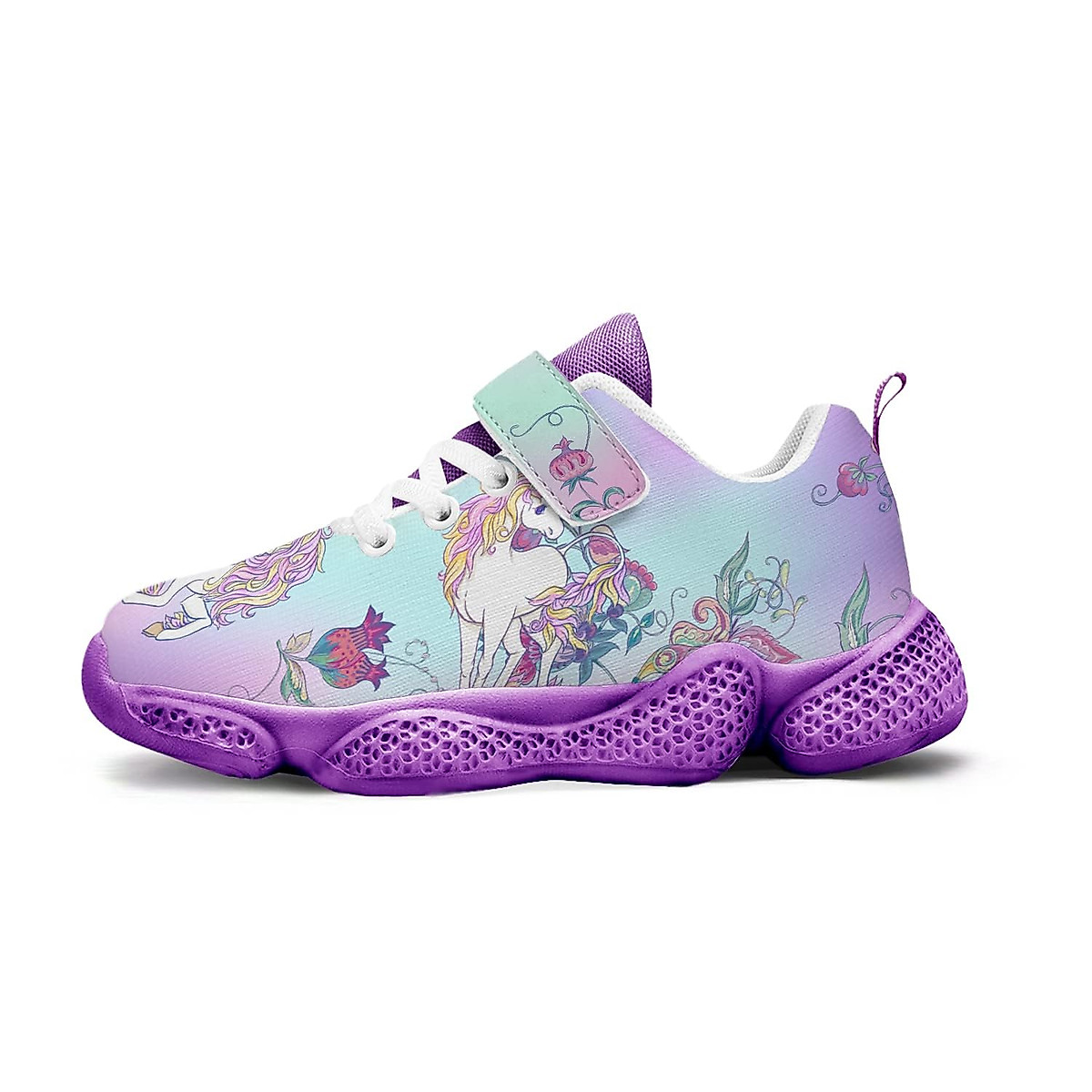 Unicorn Shoes for Little Kids Girls Sneakers Boys Tennis Shoes Size 2 Kids Painted Shoes Purple