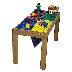 Fun Builder Kids Activity Play Table-Compatible with Lego® Brand blocks-32 x16 Built-in Removable Storage Net for Cleaning-Made in The USA! Solid Wood Frame-Preassembled-Ages 5 & up