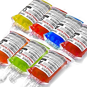 Lightopia Blood Bags for Drinks, LightOpia Set of 10 IV Bags - 11.5 FL OZ, Party Decoration Cups , Halloween/Vampire/Nurse Graduation/Zombie Party Favors