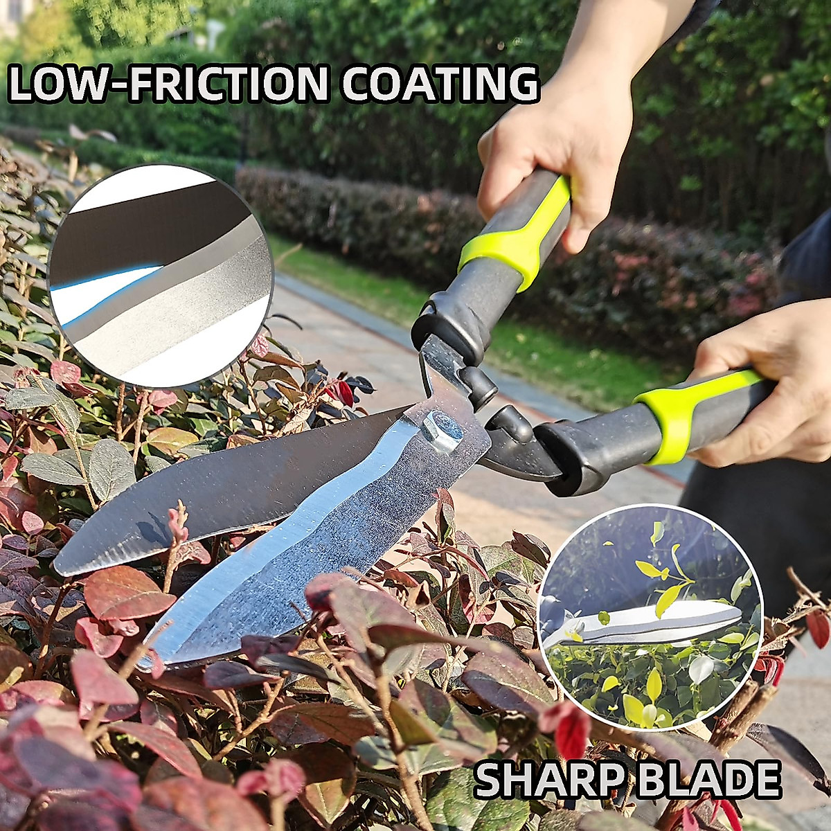 YRTSH Hedge Clippers Shears Hedge Shears for Trimming Borders, Garden Tools Hedge Clippers, Bush Cutters Trimmer with Sharp Wavy Blades, Garden Shears for Hedges (19 Inch)