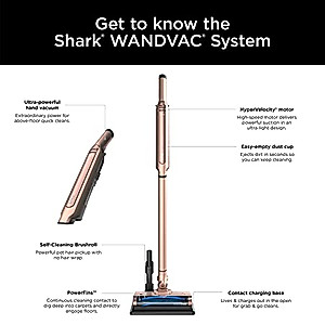 Shark WS642RG WANDVAC System Pet 3-in-1 Ultra-Lightweight Powerful Cordless Stick & Handheld Vacuum Combo with Charging Dock, Duster Crevice Tool & Pet Multi-Tool, Rose Gold