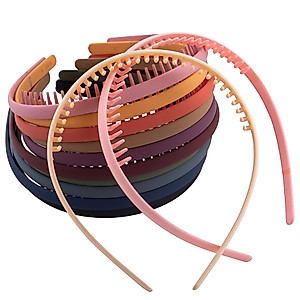 Duufin 12 Pieces Hair Headbands with Teeth - Non-Slip Plastic Comb Headbands for Girls and Women in 12 Colors