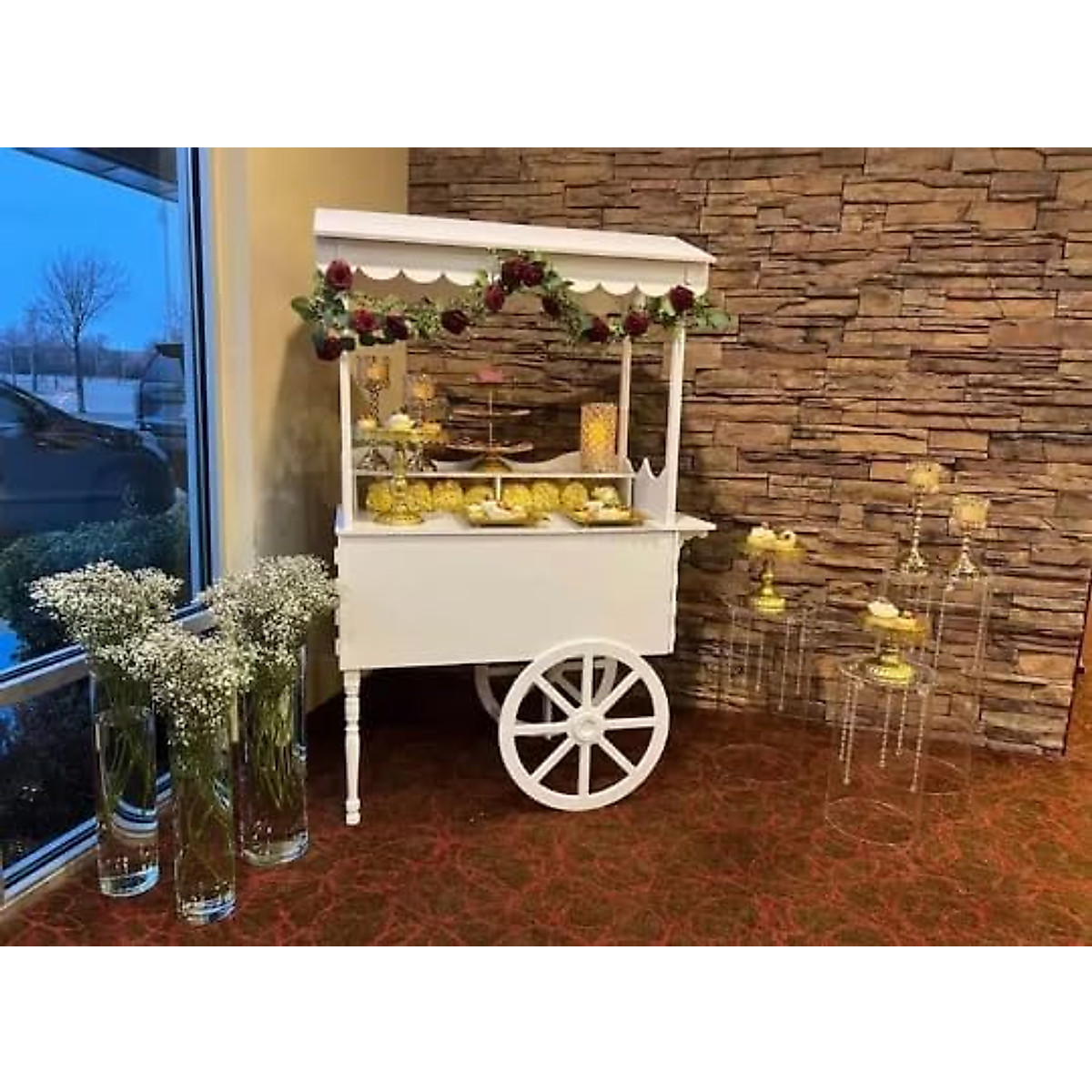 Wooden Party Candy Cart, Wood Candy Cart, Sugar and Sweet Cart for Weddings, Party, Decorations, for Wedding Decorations and Party Decor's