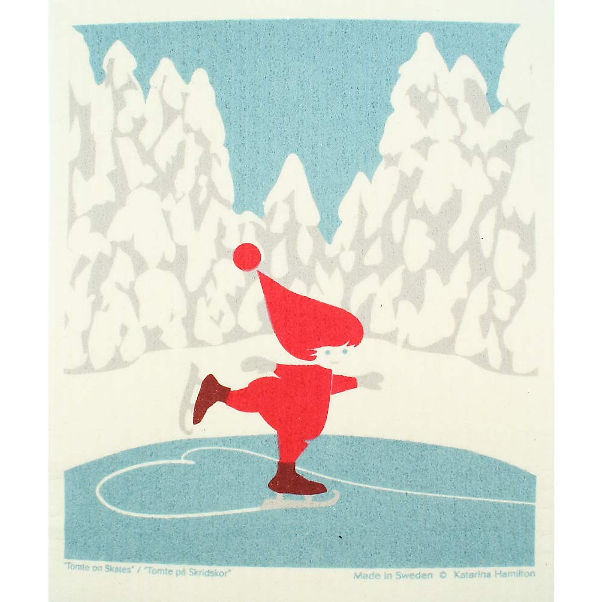 Swedish Dishcloth - Skating Tomte