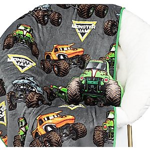 Jay Franco Monster Jam Grave Digger Nogginz Set - 40 x 50 Inch Lightweight Travel Throw Blanket & Pillow - Kids Super Soft 2 Piece Bedding Set