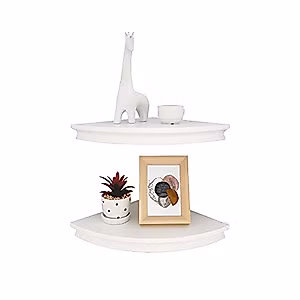 Coral Flower Wall Mounted Floating Shelves, Set of 2, Display Ledge, Classic Rack for Room/Kitchen/Office, White