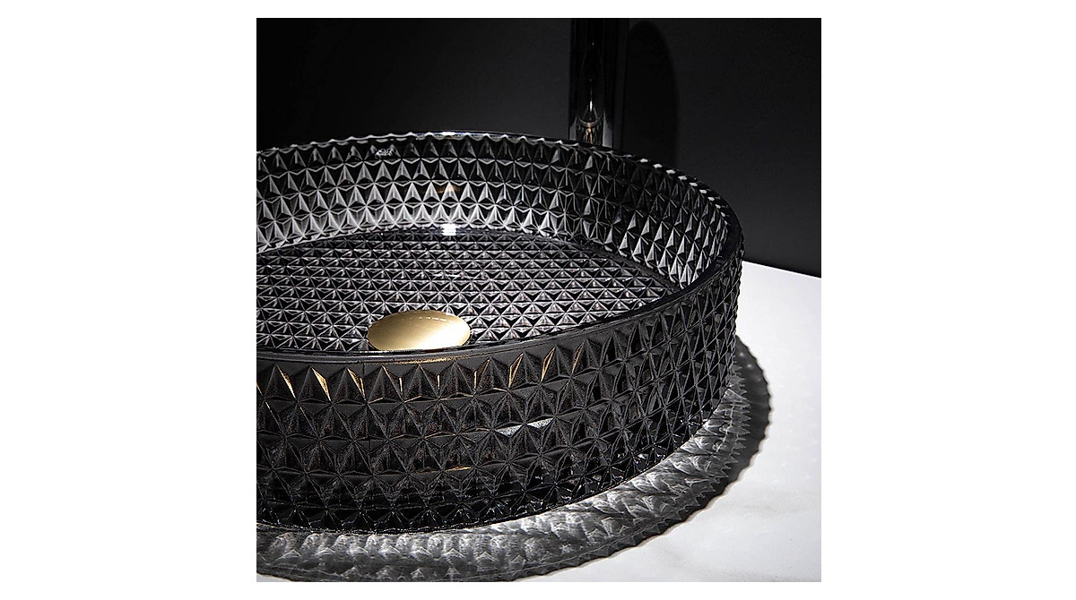 Lovedima Black Glass Vessel Sink – Elegant Bathroom Vanity Faucet