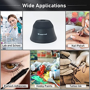 WEST TUNE 4000rpm Mini Vortex Mixer Lab Paint Shaker,Scientific Vortex Shaker with Touch Function for Eyelash Sharker Glue Adhesives Gel Polish and Test Tubes Vortex Mixing,Black