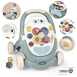 Little Smoby Baby Walker by Smoby Detachable Activity Play Board Baby’s First Doll Pushchair Toy Grows with The Child from Activity Board to Walker with Fun Colours, Actions and Sound, 7600140304