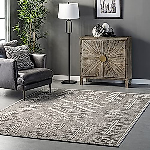nuLOOM Theresa Textured Southwestern Area Rug, 8' 10" x 12', Grey