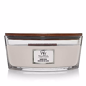 Woodwick Ellipse Scented Candle, Warm Wool, 16oz | Up to 50 Hours Burn Time
