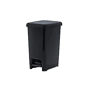 Superio Slim Trash Can with Foot Pedal – 6.5 Gallon Step-On Trash Can with Lid, Medium Plastic Garbage Can, Trashcan for Bathroom, Kitchen, Office, Bedroom, Dorm, Patio – Black, 2
