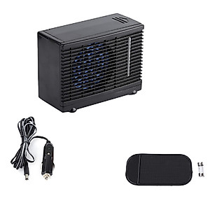 Car Mini Air Conditioner Fan, Portable Cooler Universal DC 12V Low Noise Black Evaporative Water Cooler Cooling Fan for Car Truck Home