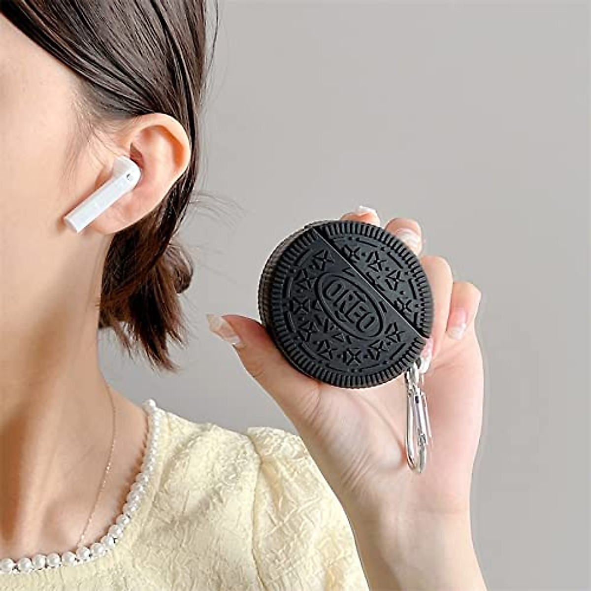 PVC Earphone Case for Xiaomi True Wireless Earbuds Redmi Buds 3,Cute 3D Funny Cartoon Cool Design Skin Cover, Protective Silicone Case with Keychain (Oreo Cookies)