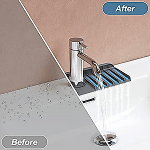 AEOOZGR Kitchen Sink Splash Guard, Silicone Sink Draining Pad Behind Faucet, Kitchen Sink Accessories, Faucet Bathroom Absorbent Water Catcher Mat (Grey)