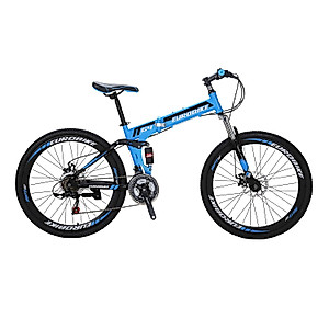 LZBIKE Bicycle G4 26-inch Bike Mountain Bike 26" 21speeds Dual Disc Brake Cycle Folding Mountain Bike Frame Shock Absorption Mountain Bike Blue