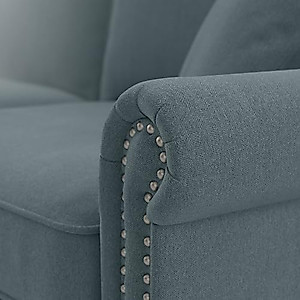 Bush Furniture Coventry U Shaped Sectional Couch, 113W, Turkish Blue Herringbone