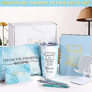 Employee Appreciation Gifts, Appreciation Gifts for Coworkers, 8 Pcs Christmas Gift for Employees Coworkers Teacher Staff Principal Nurse, Cool Thank You Gifts Baskets w/ Tumbler Notebook (Blue)