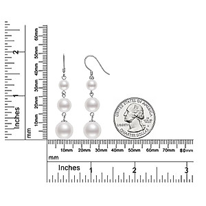 DENGGUANG Pearl Earrings for women, 925 Sterling Silver Shell Pearl June Birthstone Long Pearl Drop Dangle Earrings Wedding Jewelry Gifts for Bride Bridesmaid