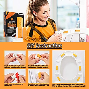 6pcs – Toilet Seat Bumper with Height Adjusters and Toilet Lifter Handle Families, Hotels, Hospitals, School – Quality ABS with Waterproof Adhesive Universal – Light Orange Color