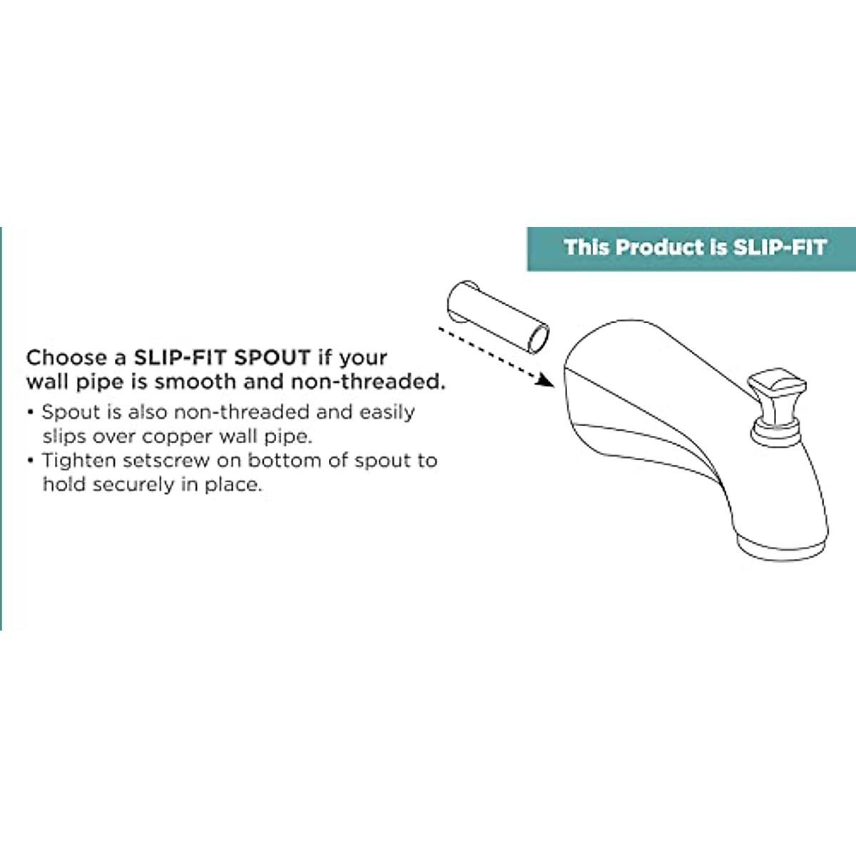 American Standard 8888026.002 Bath Slip-On Diverter Tub Spout, 4 in, Polished Chrome (For 1/2" copper water tube)