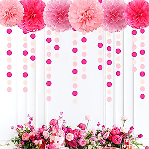 Hot-Pink Party-Decorations Paper-Garland Streamers Banner - 52Ft Girl Birthday flamingo Baby Shower Engagement Wedding Bachelorette Valentines Day Hanging Decor Ouruola