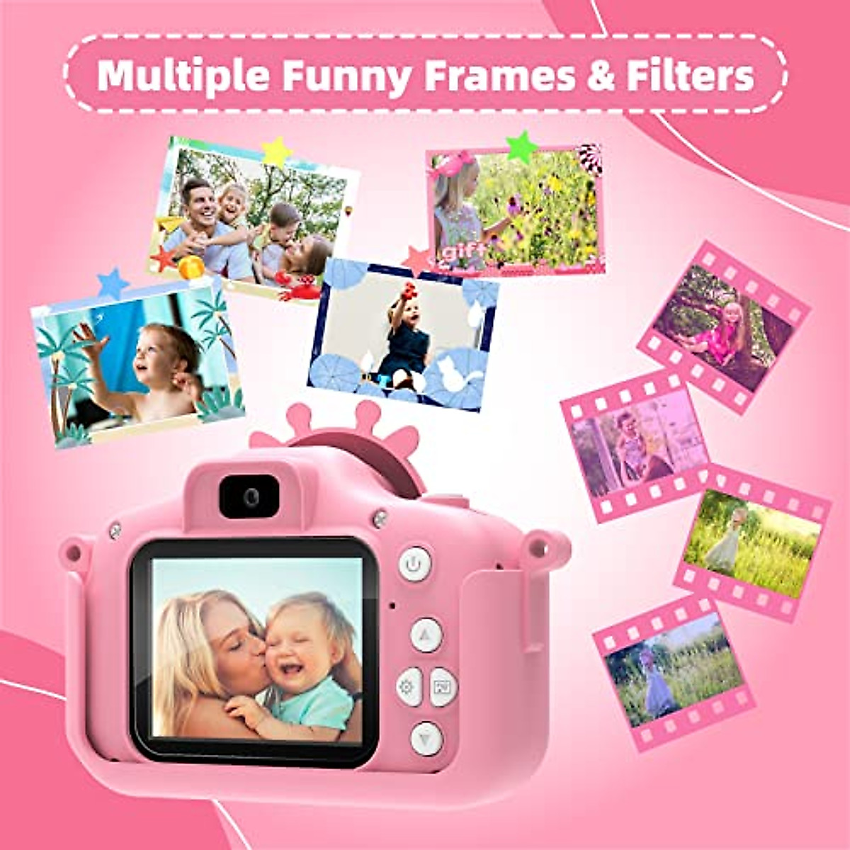 TIATUA Kids Camera for Girls & Boys, Toddler Camera for Age 3-10 Kids with 32GB Card & Dual Lens, 1080P Kids Digital Camera for 4 5 6 7 8 9 10 Year olds (Pink)