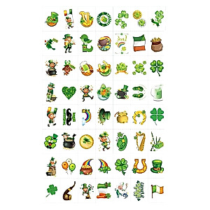 St. Patrick's Day Shamrock Temporary Tattoos, Waterproof Body Face Stickers Party Favors 144 PCS