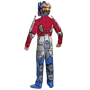 Disguise Optimus Prime Costume, Muscle Transformer Costumes for Boys, Padded Character Jumpsuit, Kids Size Small (4-6) Blue & Red