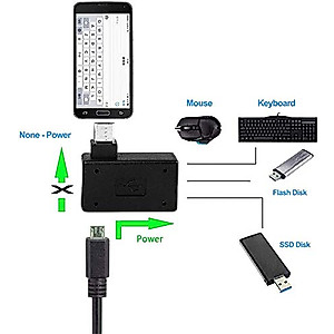 ZYF Micro USB OTG Adapter 90 Degree (Left + Right) Angled with Micro USB Charging Port for Firestick, Streaming TV Stick, PlayStaion Classic, Chromecast, Android Phone or Tablet - 2 Pack