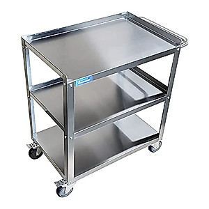 AmGood Stainless Steel Utility Cart | 21" Wide X 33" Long X 33" High | 3 Shelf Metal Utility Cart on Wheels with Handle | for Home & Business Use