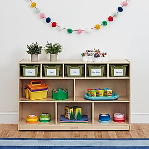 ECR4Kids Scoop Front Storage Bin, Multipurpose Organization, Fern Green, 5-Piece