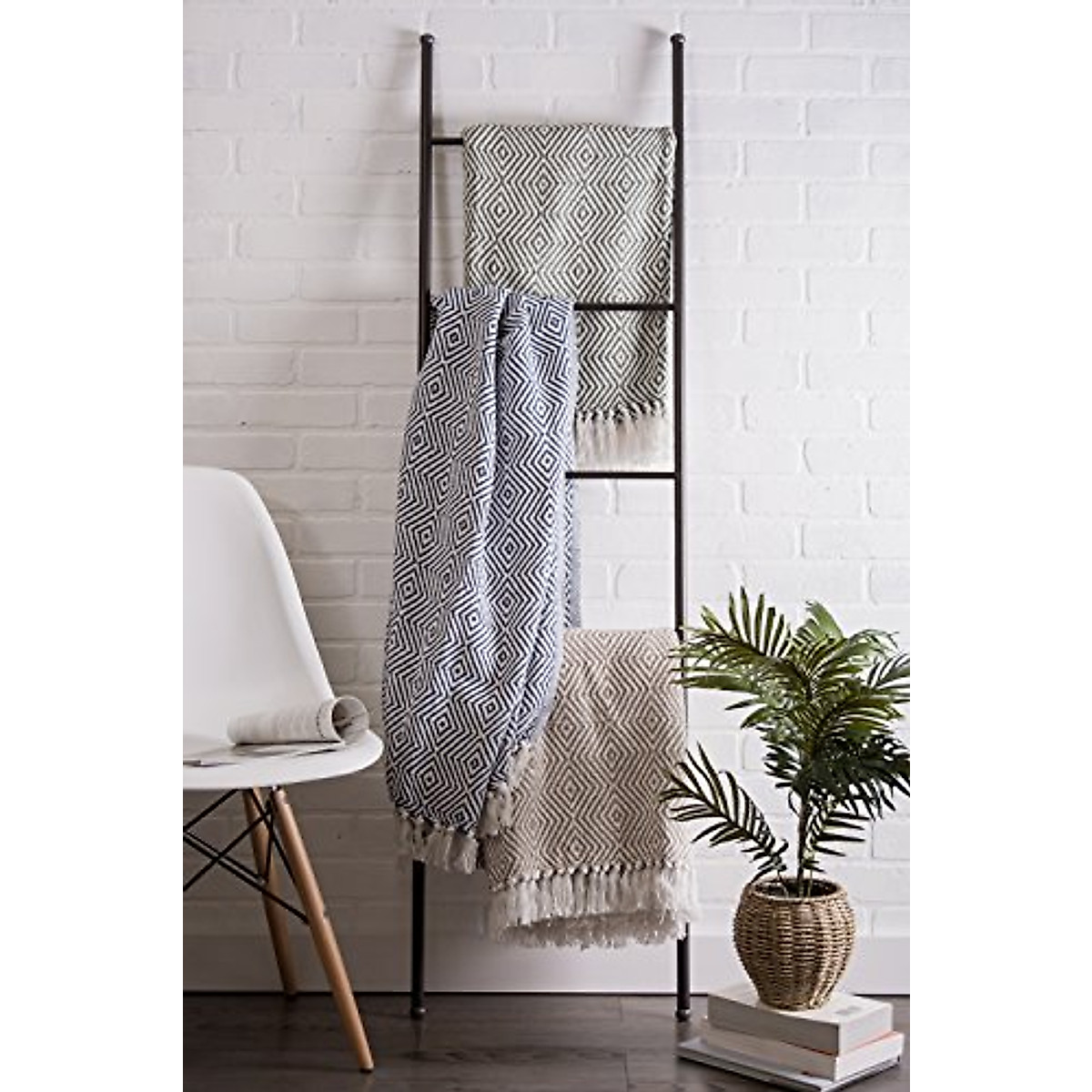 DII Diamond Throw Collection Woven Cotton, 50x60, French Blue