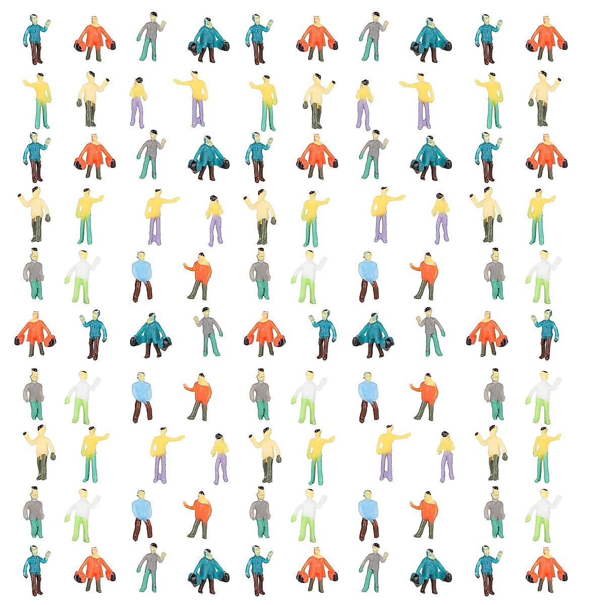 1:200 Scale Z Gauge Painted Layout Train People DIY Figure Model (Pack of 100)